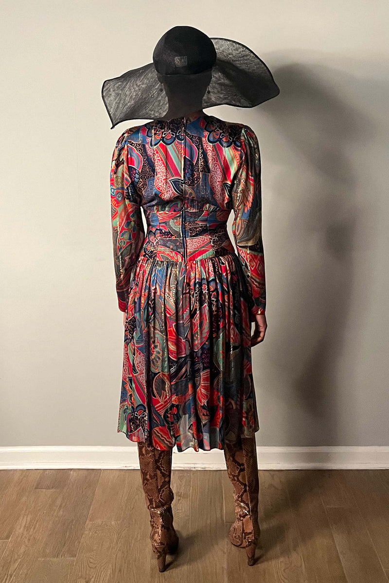 Vintage 1980s Metallic Paisley Dress – Moore Vintage Archive